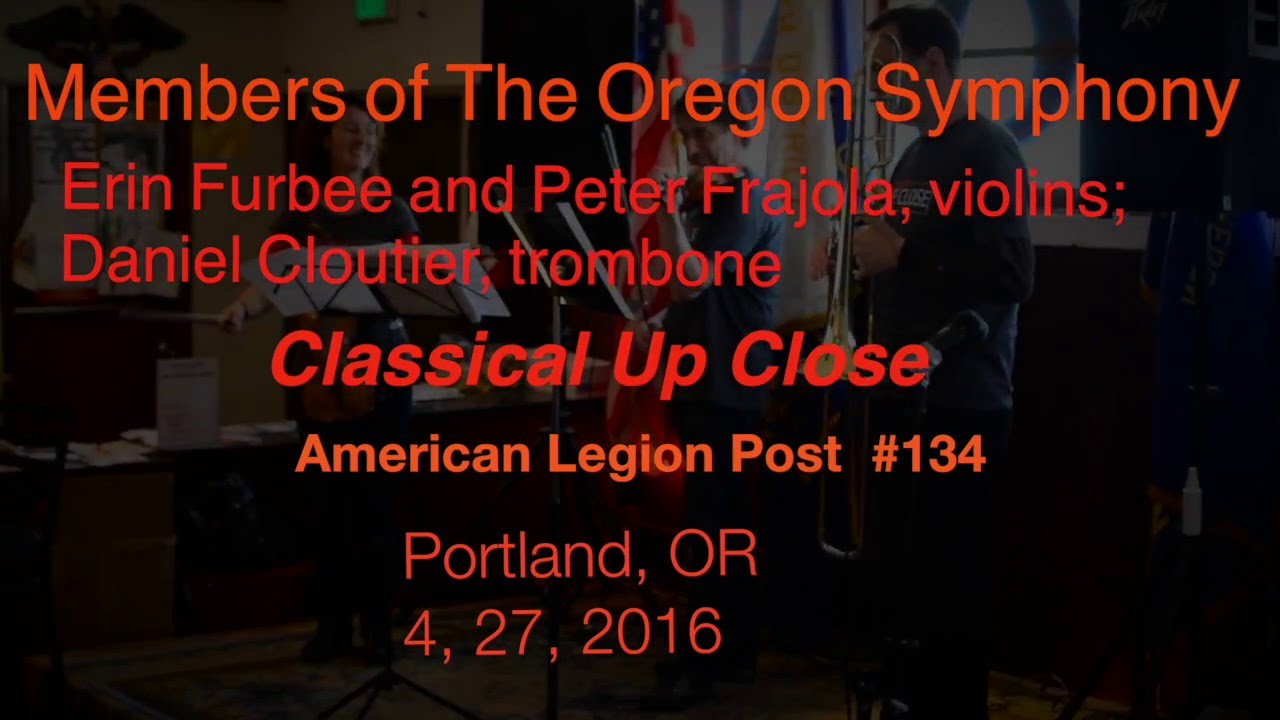 Members of The Oregon Symphony: Erin Furbee and Peter Frajola, violins ...