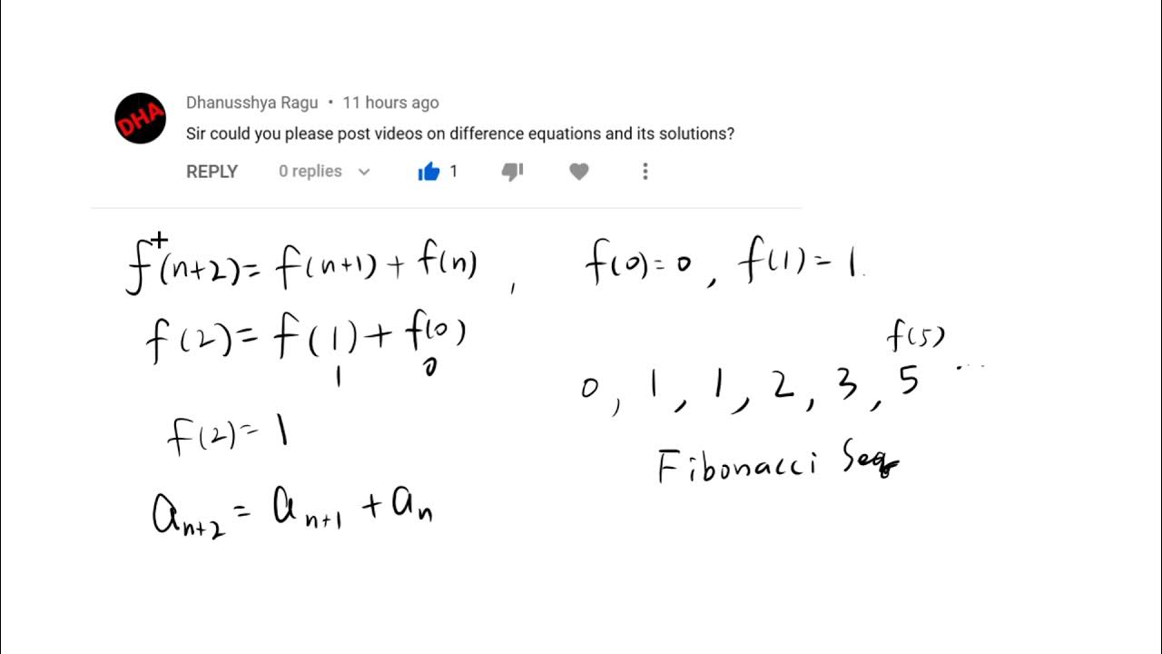 Introduction to Difference Equations: Solving Fibonacci Sequence as an Example - YouTube