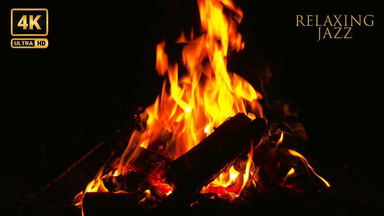 Crackling Fireplace 🔥 Gentle Piano Jazz, Relaxing Fire Sounds in ...