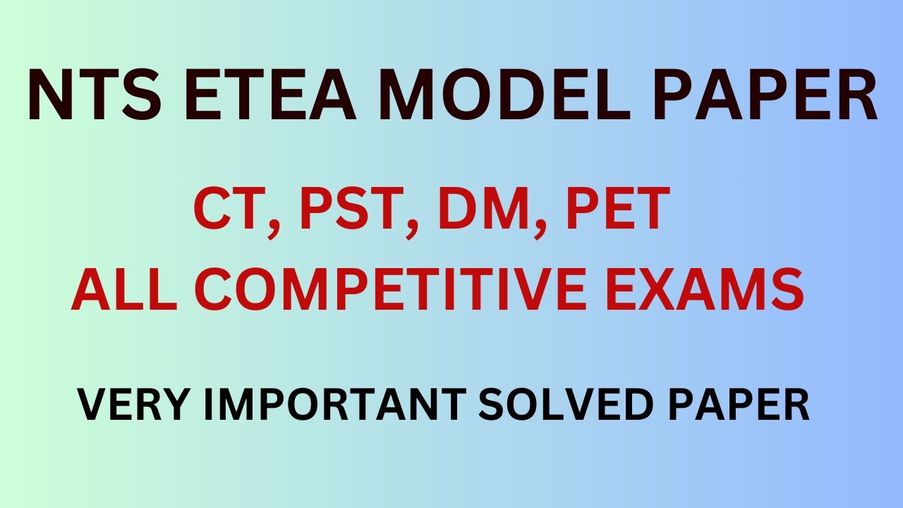 NTS Most Important Mcqs / Model paper for CT PST DM/ all competitive ...