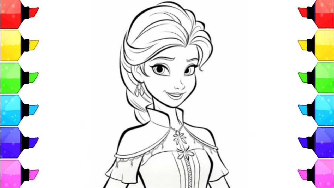 Drawing & Coloring Cute Elsa Frozen , Drawing for kids | Art for kids ...