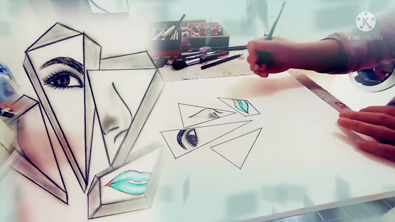 woman in a broken pieces drawing - YouTube