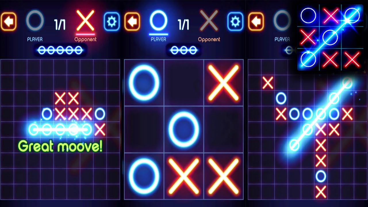 Tic Tac Toe Glow - Android, iOS Game Play - YouTube