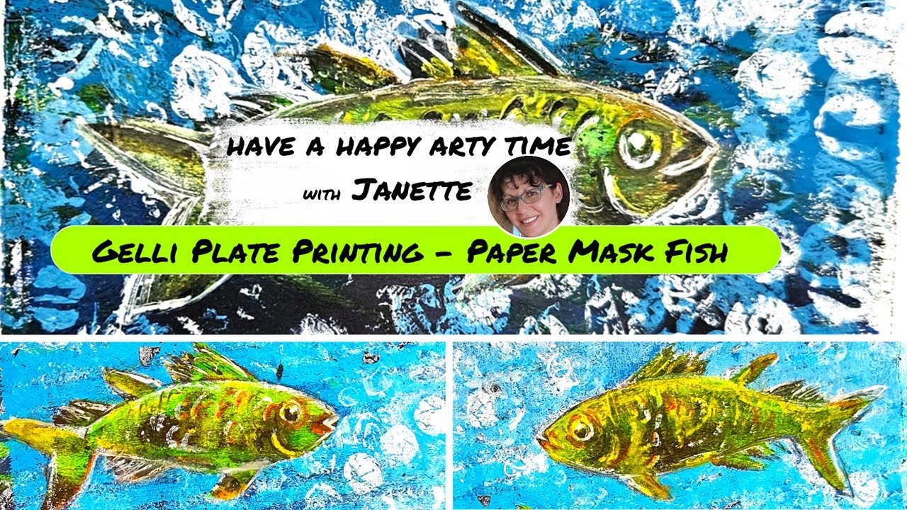 Gelli Plate Printing - Paper Mask Fish with Janette - YouTube