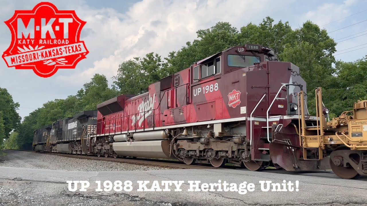 Union Pacific 1988 KATY Heritage Unit on NS 28C - YouTube
