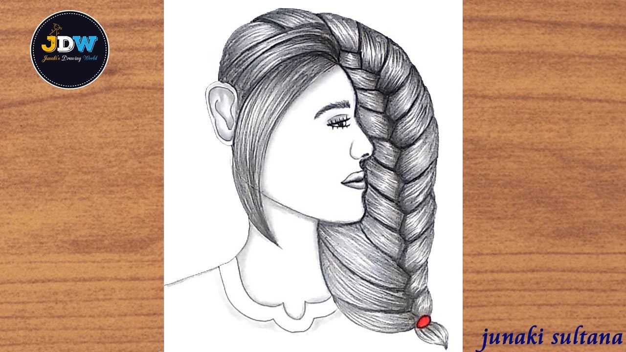 How to draw A girl with Braided hairstyle - Step by step || Pencil ...