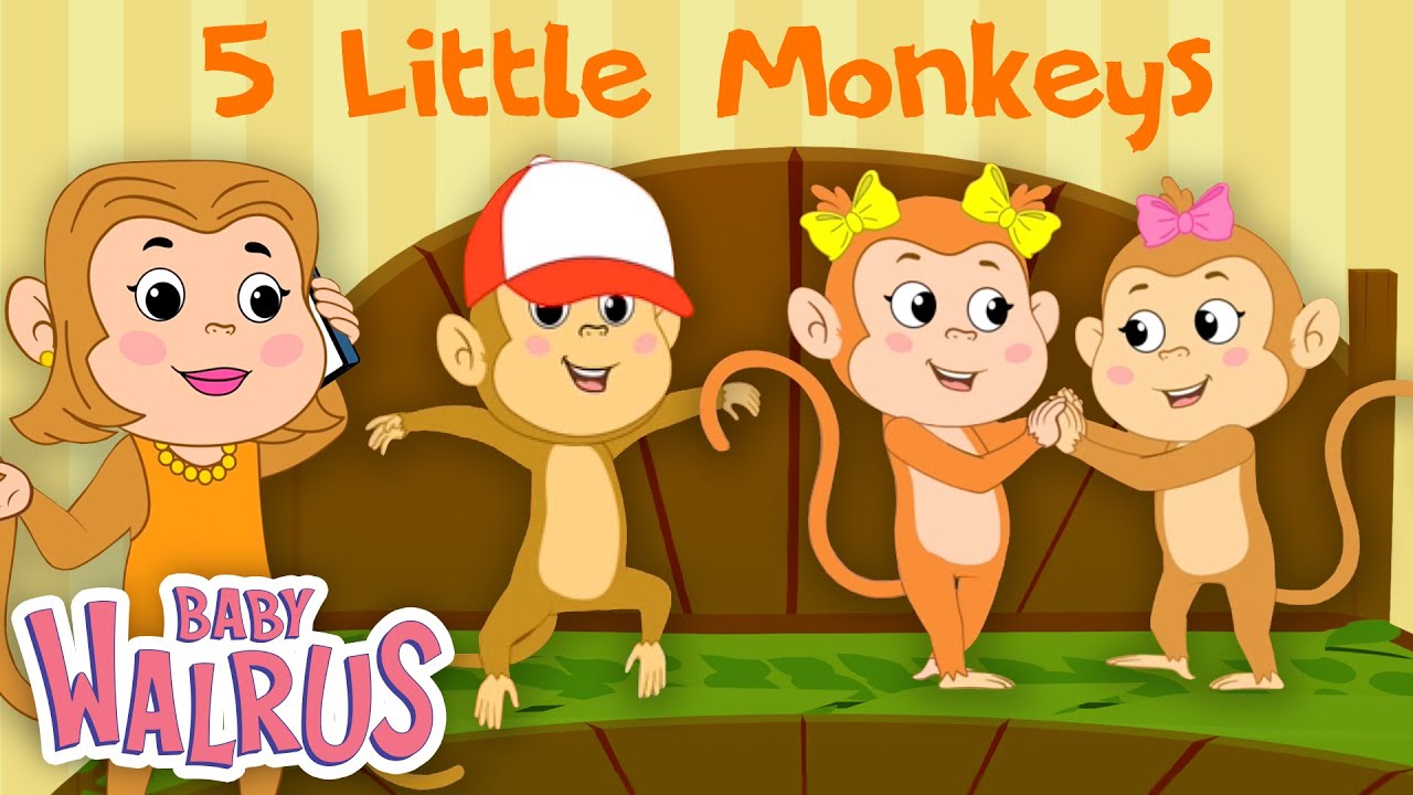 Five Little Monkeys | Animated Nursery Rhymes & Kids Songs | Baby ...