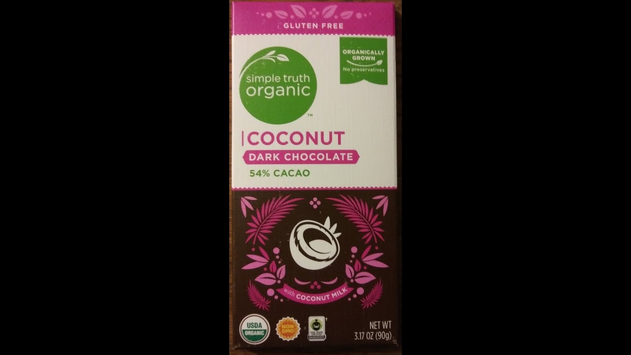 Simple Truth Organic Coconut 54% Dark Chocolate Bar Review - YouTube