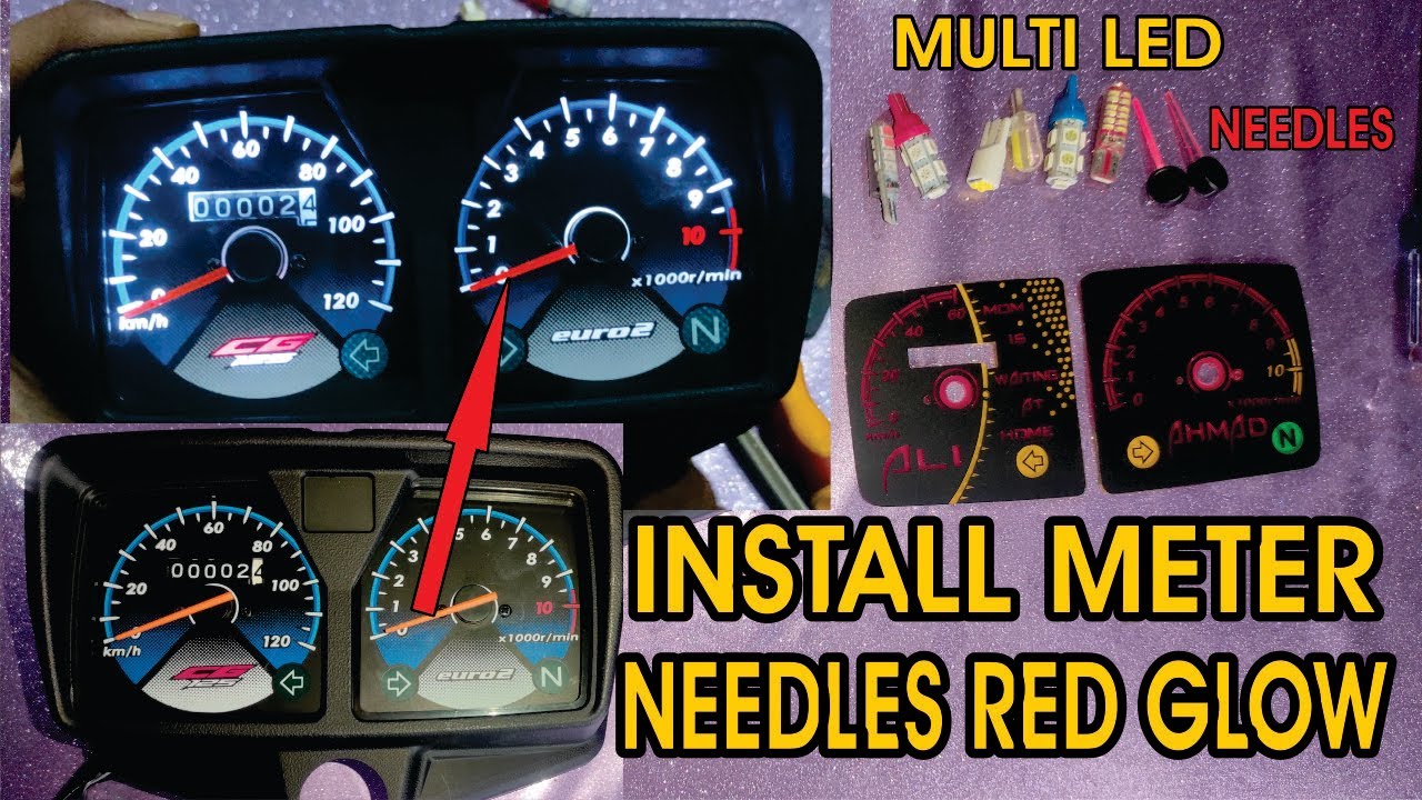 Install Red Light Glowing needles Meter honda 125 - YouTube