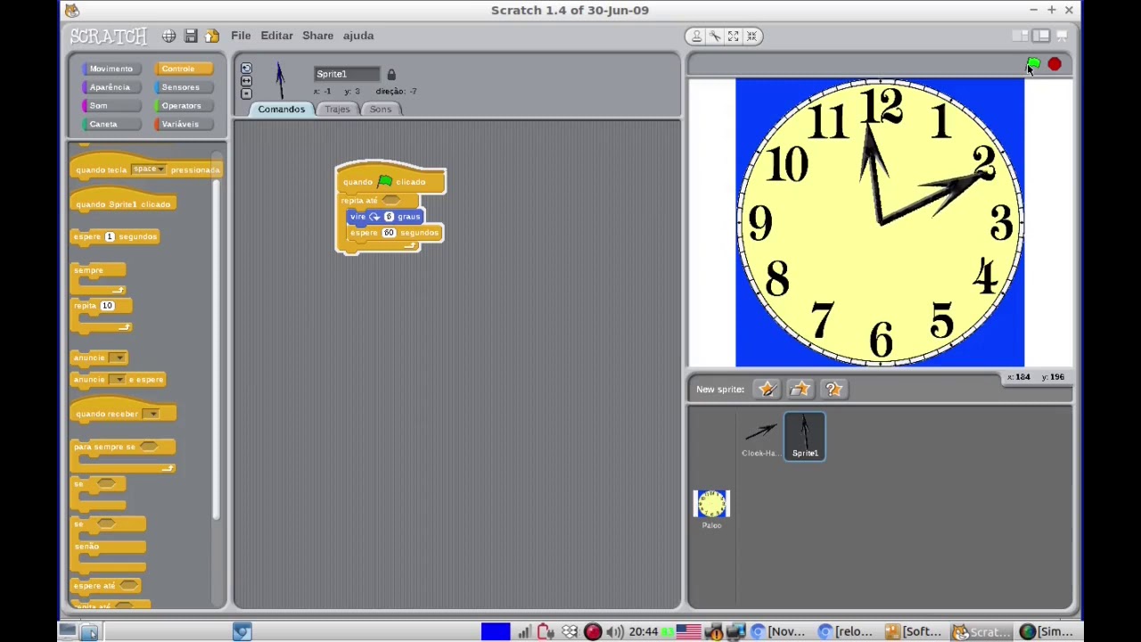 SCRATCH PROGRAMAÇÃO RELÓGIO - YouTube