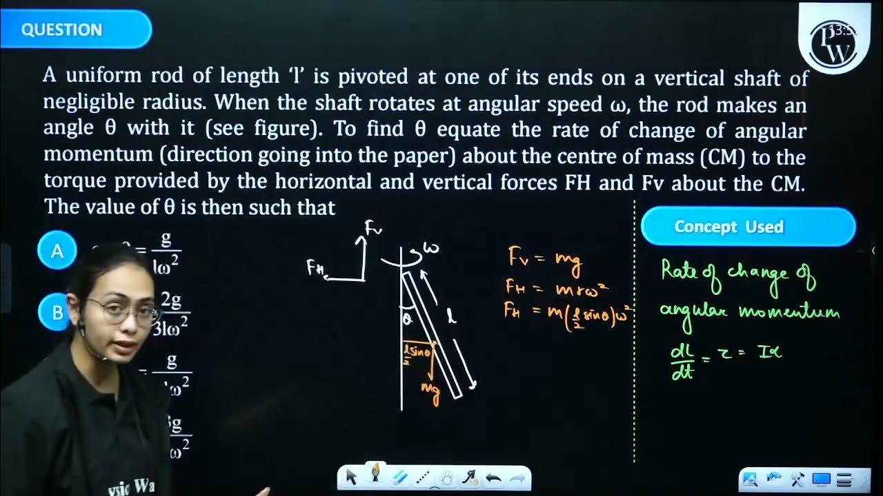 A uniform rod of length ' \(l\) ' is pivoted at one of its ends on a ...
