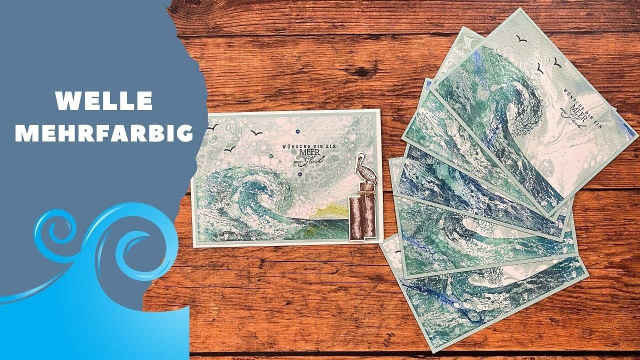 Ozean Welle mehrfarbig stempeln direkt auf Designerpapier - YouTube