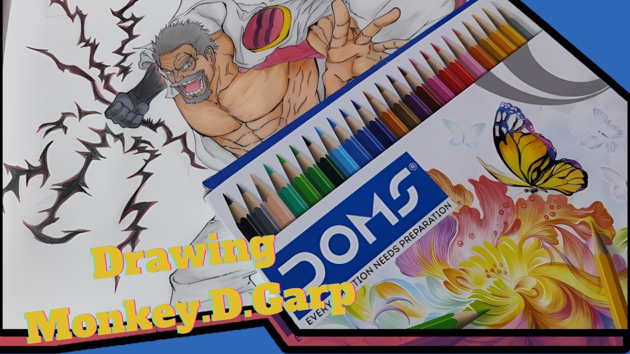 Drawing MONKEY.D.GARP from one piece using domc colour pencils ...