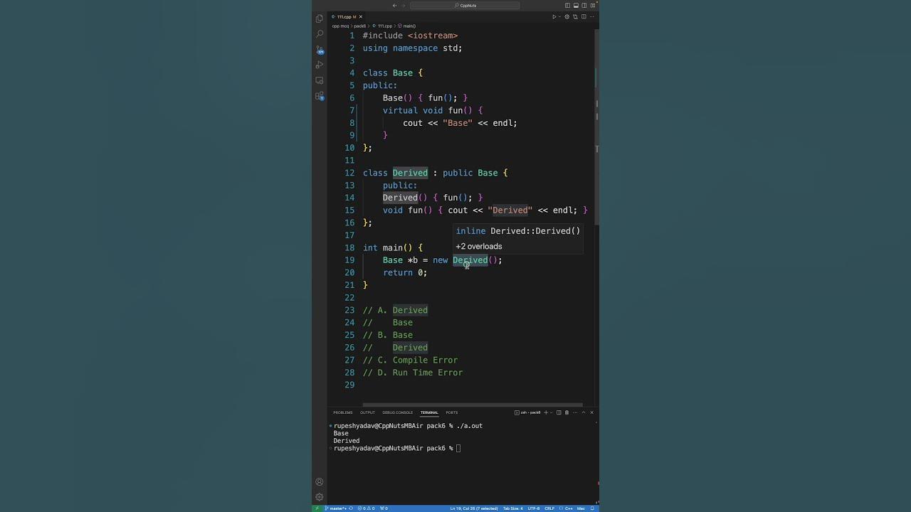 Base class constructor is called first then Derived class constructor in C++ #cppprogramming ...