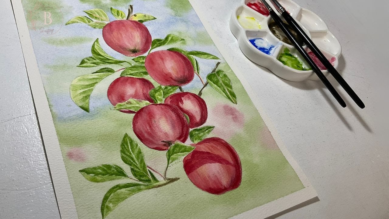 Relaxing Watercolor Apples Painting Process | How to Watercolor - YouTube