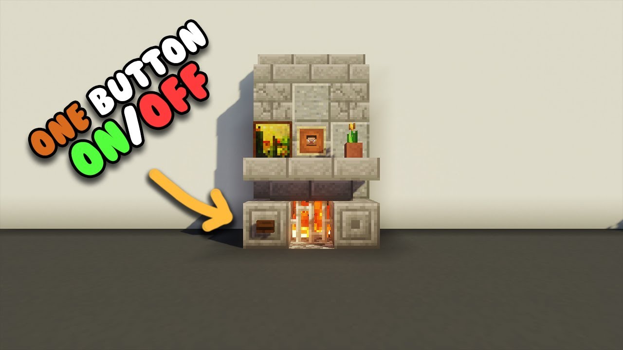 Minecraft: How to Make a Working Fireplace with One Button On/Off - Minecraft Redstone Tutorial ...