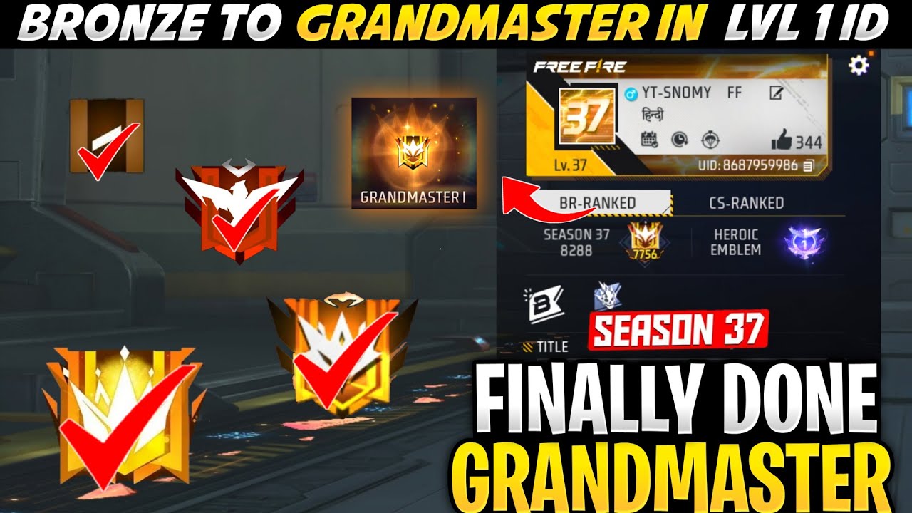 Finally Grandmaster Reached In Level 1 ID |Road to Grandmaster In ...
