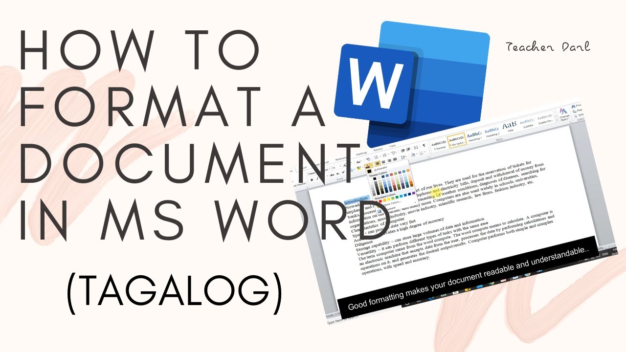 HOW TO FORMAT A DOCUMENT IN MS WORD Tagalog Text Format Margins YouTube HOW TO FORMAT A DOCUMENT IN MS WORD Tagalog Text Format Margins YouTube