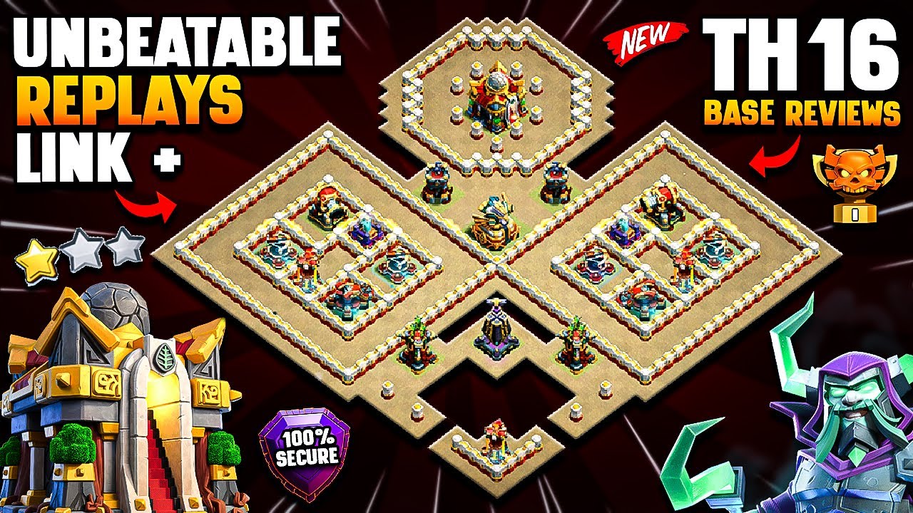 Undefeated TH16 War Base Link + Replays | ONLY 1 STAR TH16 Base Link ...