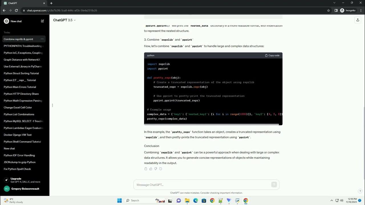 Combine reprlib and pprint in Python - YouTube