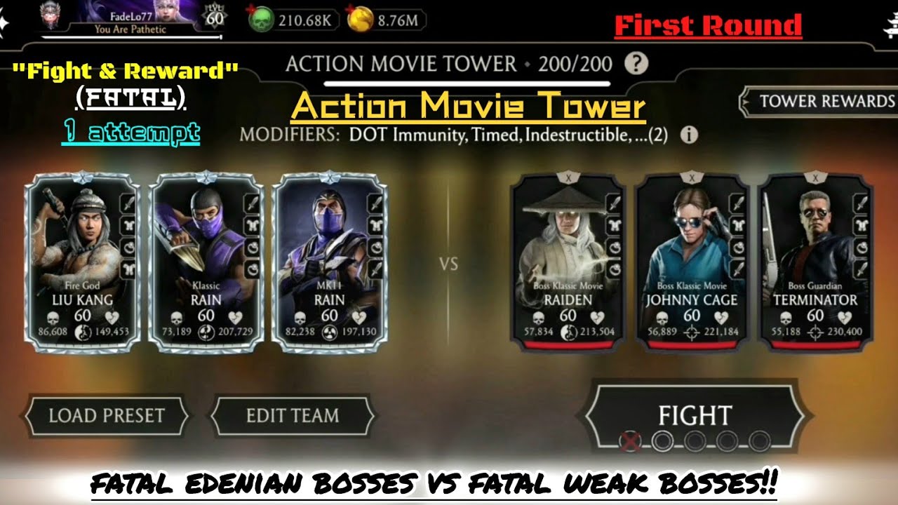 Mk Mobile. Action Movie Tower (Fatal) Final Bosses First Round Fight ...