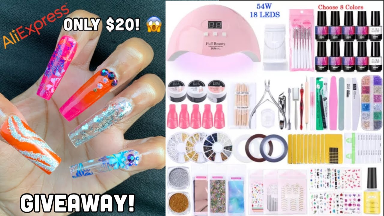 Testing A Nail Kit From Aliexpress + GIVEAWAY! | Gel Nail Kit With Lamp ...