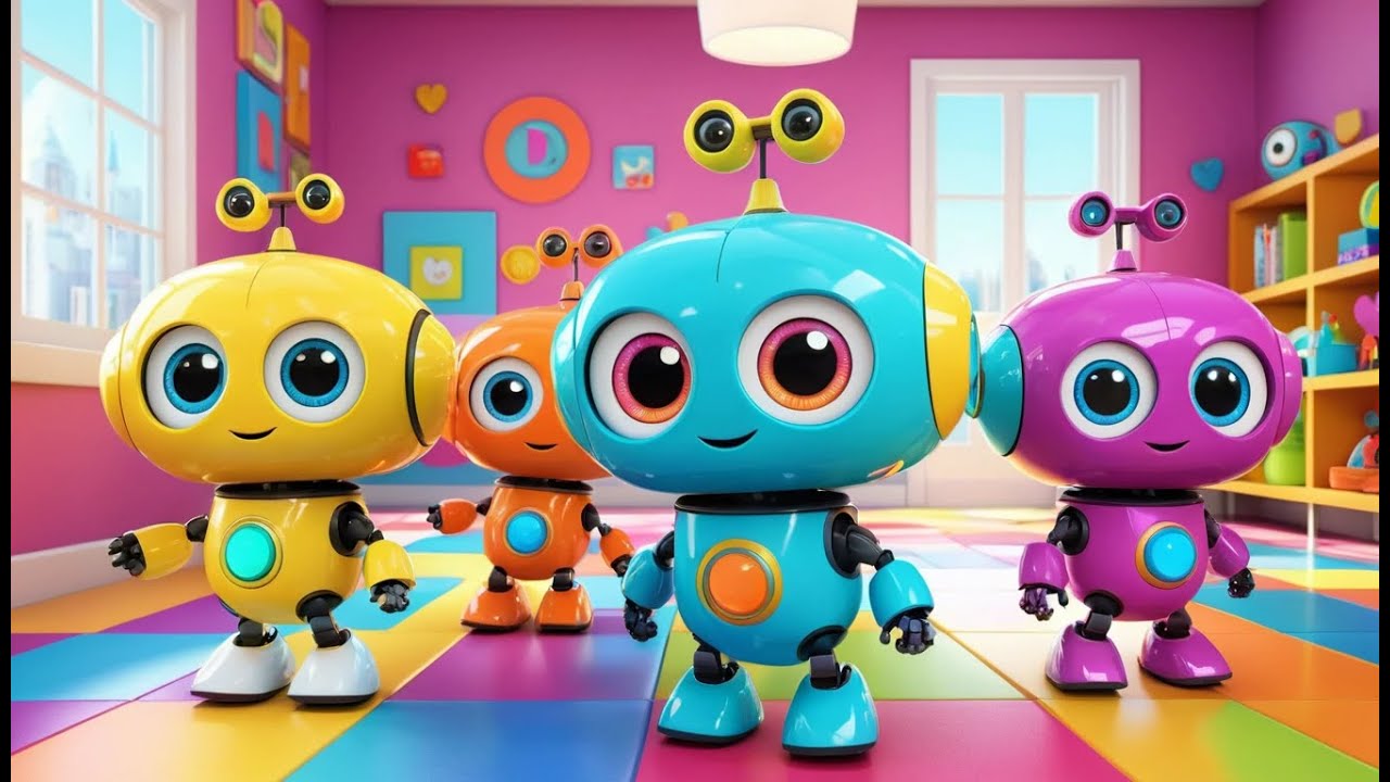 Five Little Robots Dancing | Fun Robot Song for Kids | Nursery Rhyme ...