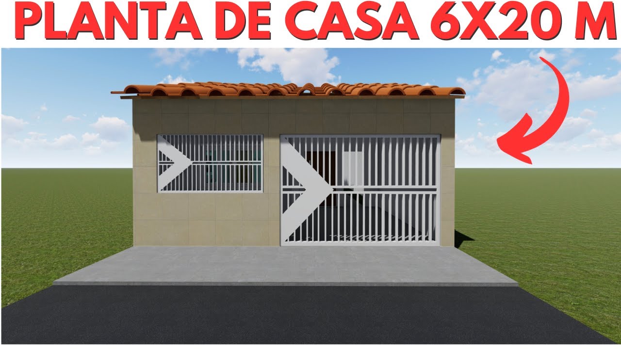 PLANTA DE CASA 6X20 METROS COM 02 QUARTOS! - YouTube