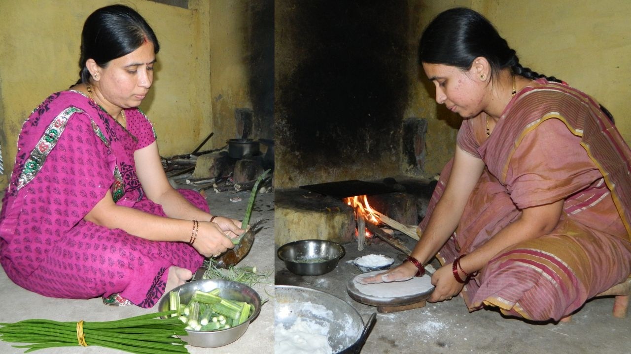 Village Style Akki Roti Brinjal Bajji nugge kayi Sambar with Pumpkin ...