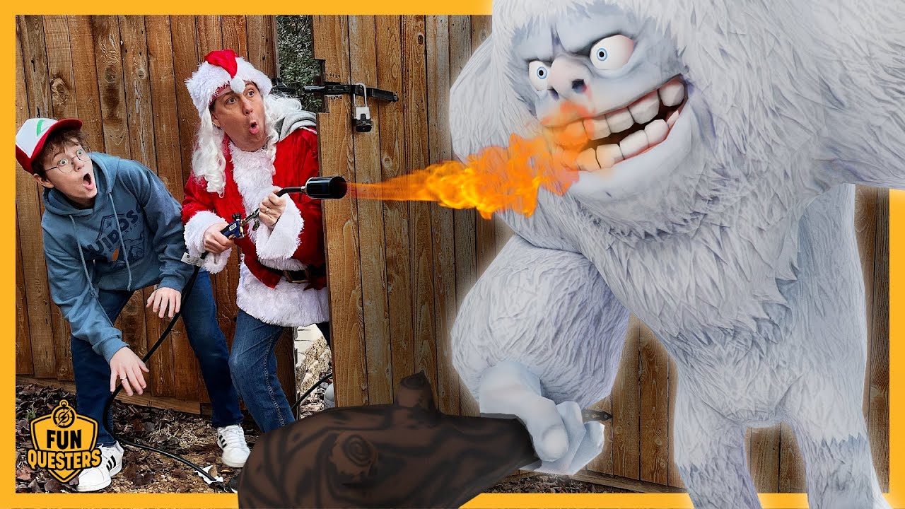 Giant Christmas Snow Monster Battles Aaron & LB the FunQuesters with ...