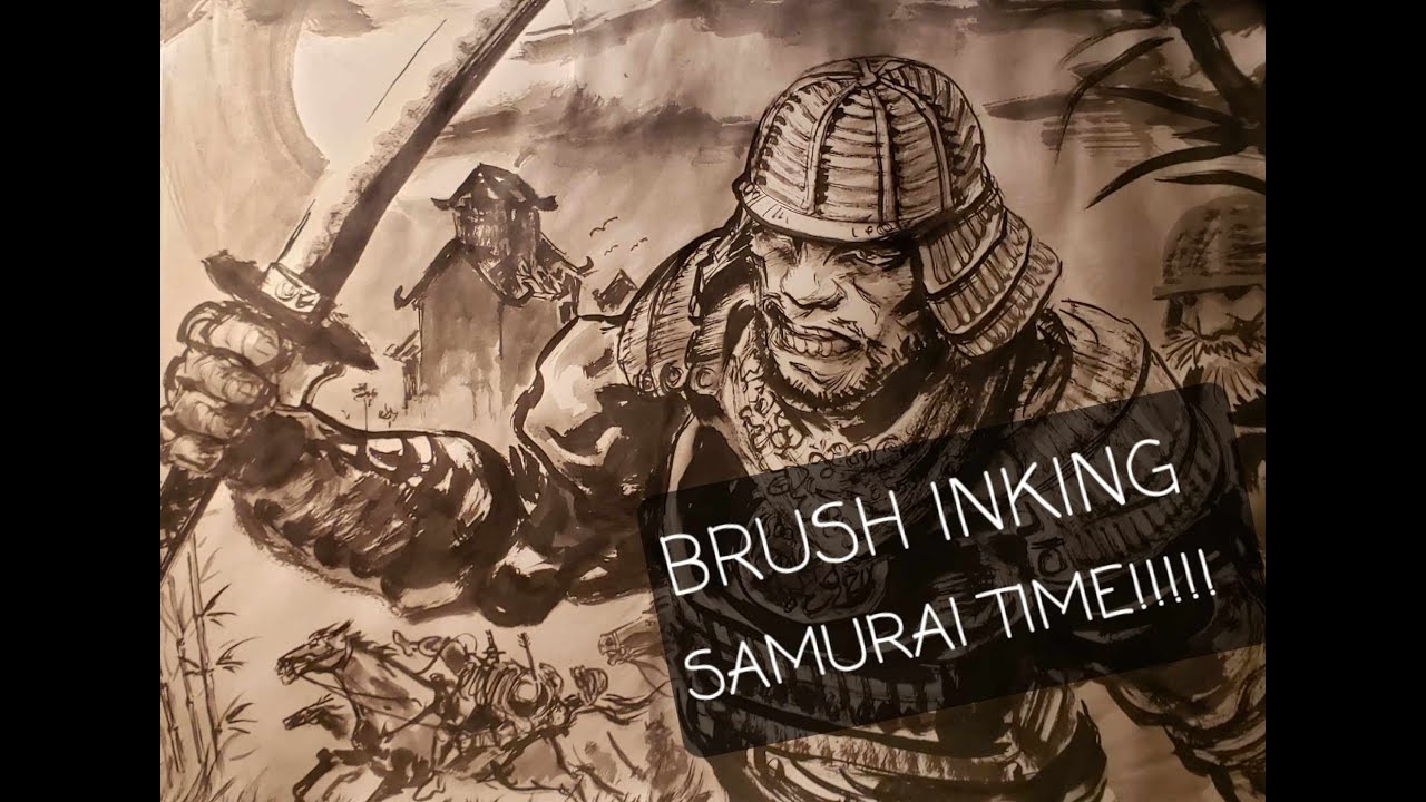 Drawing a Samurai in brush and ink - YouTube