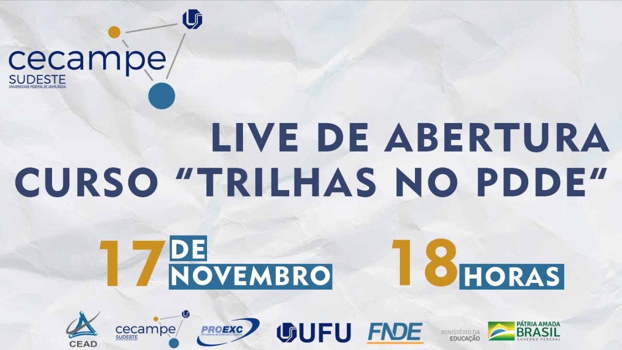 LIVE de Abertura Curso "Trilhas no PDDE" - YouTube
