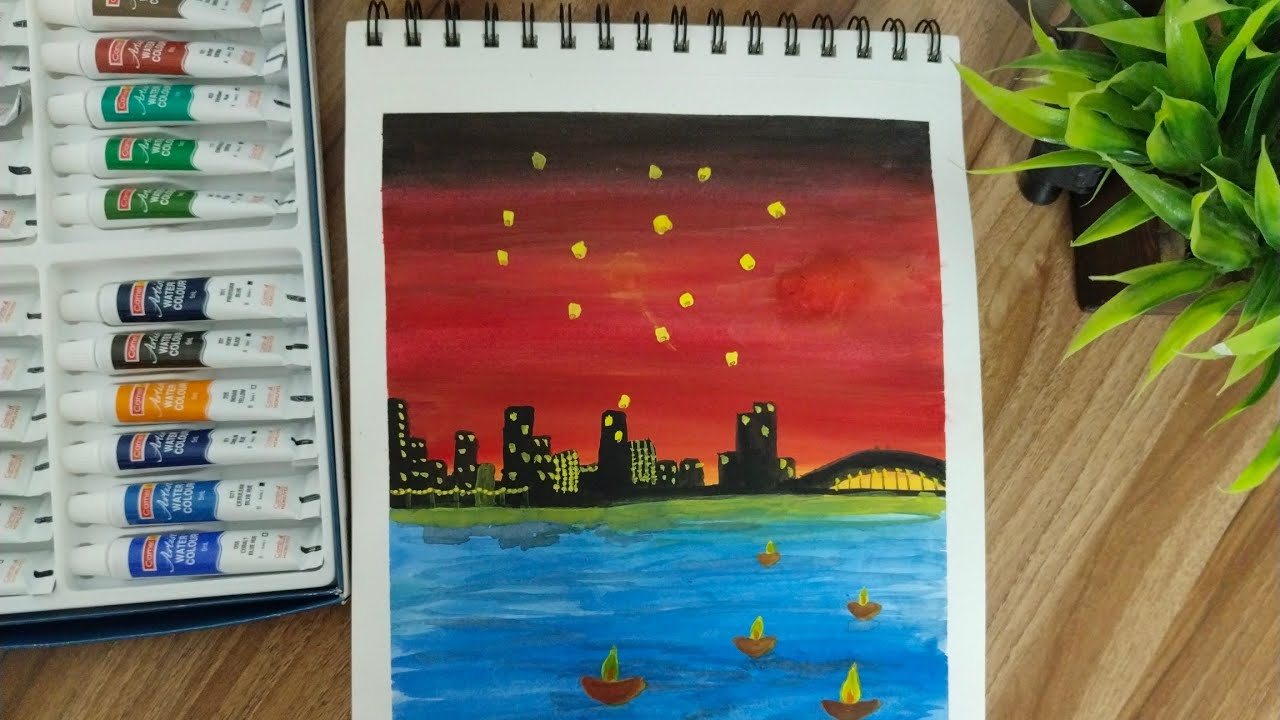 Family festival sine painting ideas |How to draw Diwali painting ...