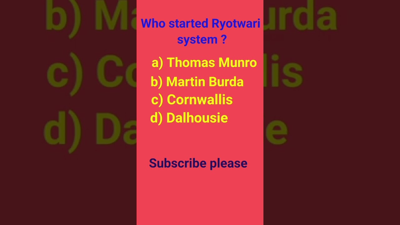 Indian History Objective Questions Ryotwari System YouTube indian-history-objective-questions-ryotwari-system-youtube