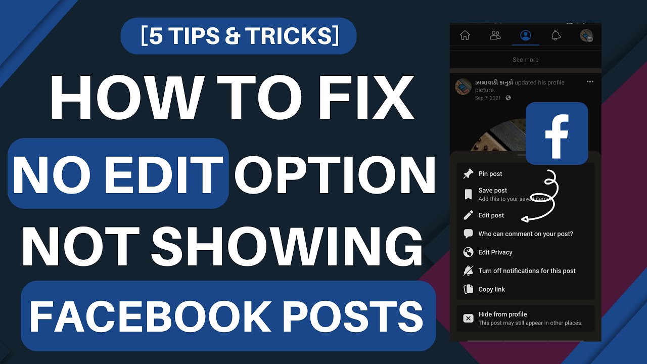 How to Fix Edit Post Option Not Showing On Facebook | Fix No Edit ...