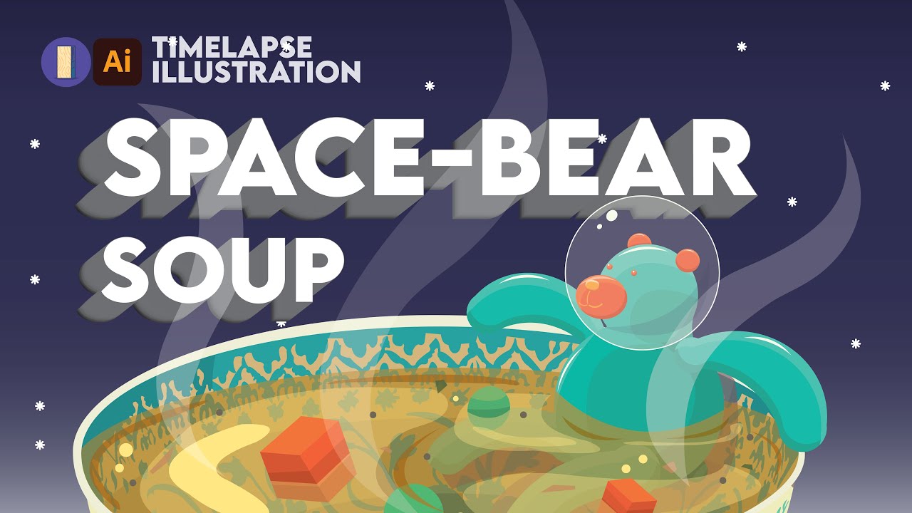 SPACE-BEAR SOUP/ TRACING FROM A CHINESE BOWL /Art Time-lapse Adobe ...