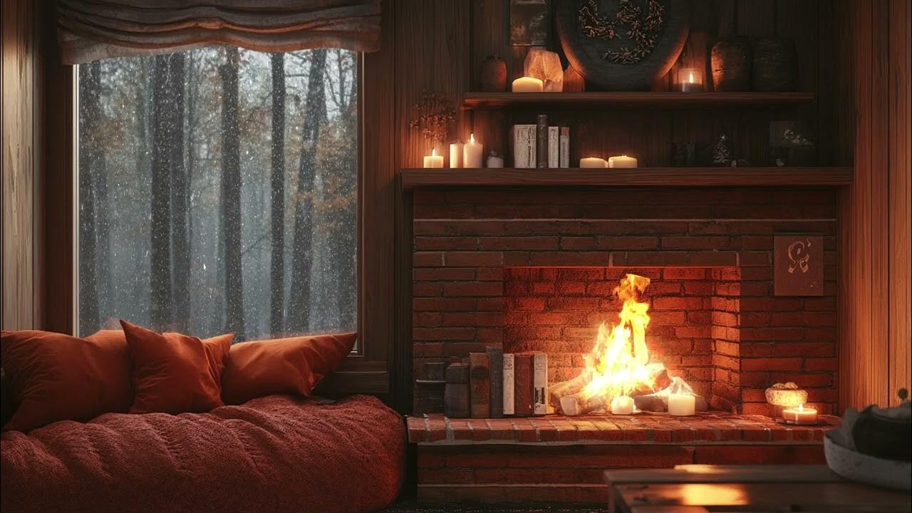 Cozy Rain on Window - Thunderstorm & Warm Fireplace | Deep Sleep, Study, and Relaxation Sounds ...