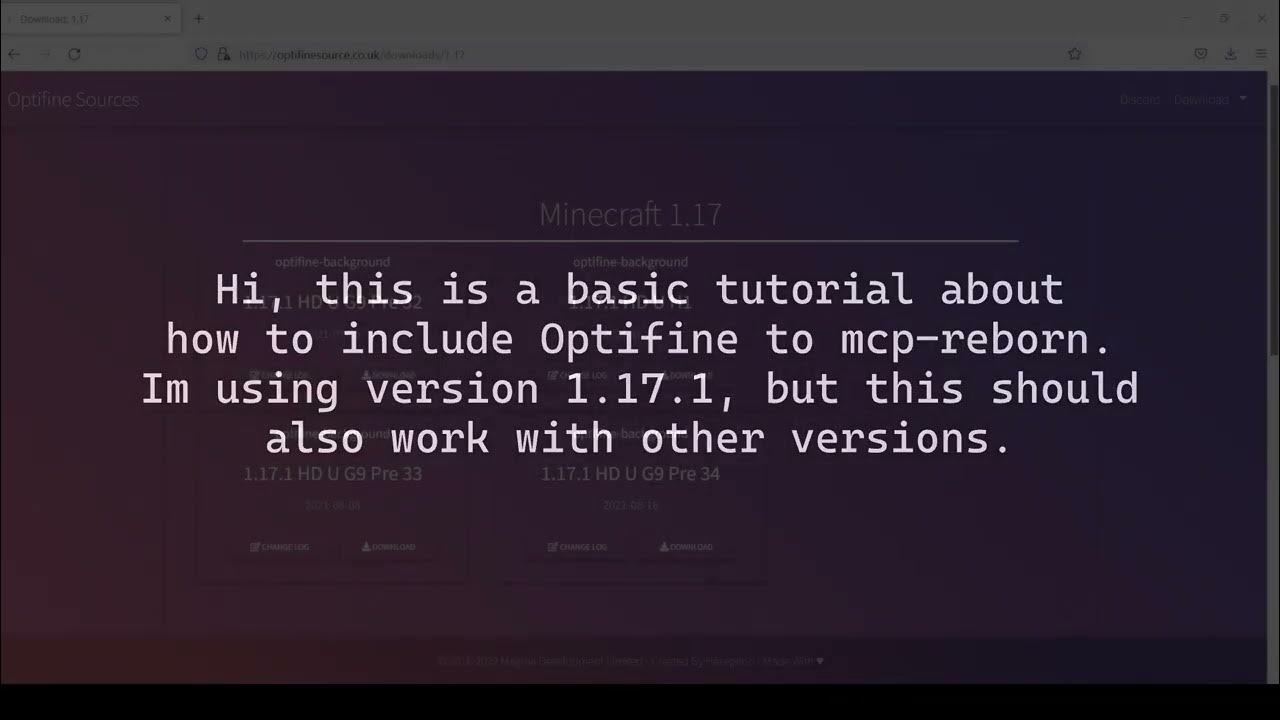 How To Include Optifine To Mcp Reborn Youtube
