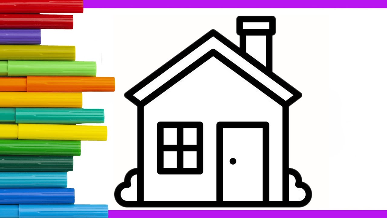 Draw and paint a beautiful house for kids | Step by Step House Painting ...