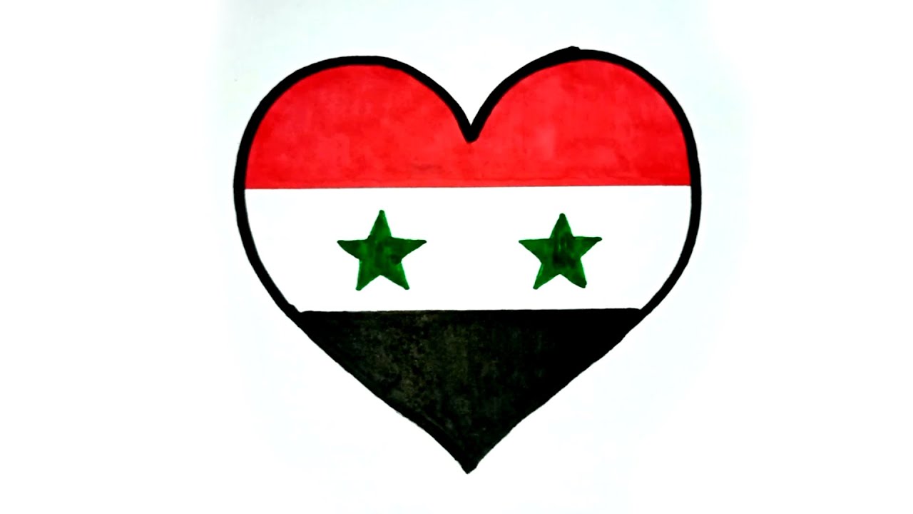 How to Draw Syria Heart Flag | Country Flag | Heart Flag | Love Flag ...