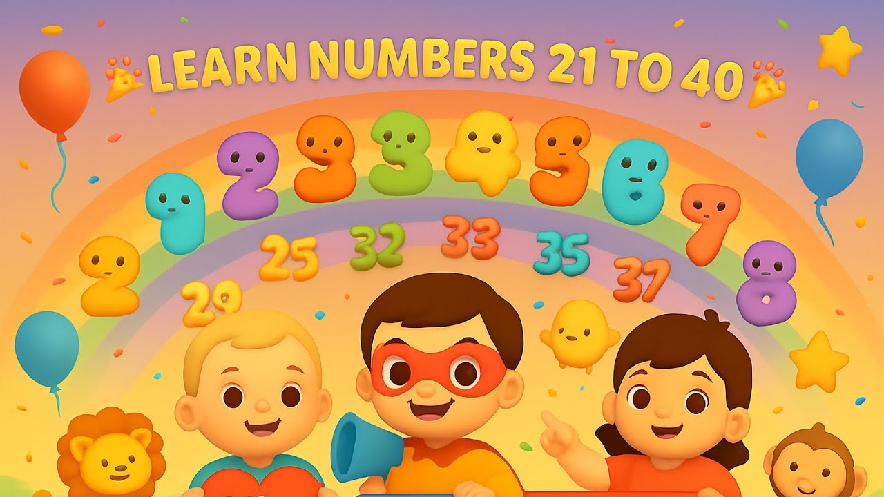 Learn Numbers 21 to 40 for Kids | 3D Cartoon Counting Rhymes | Fun ...