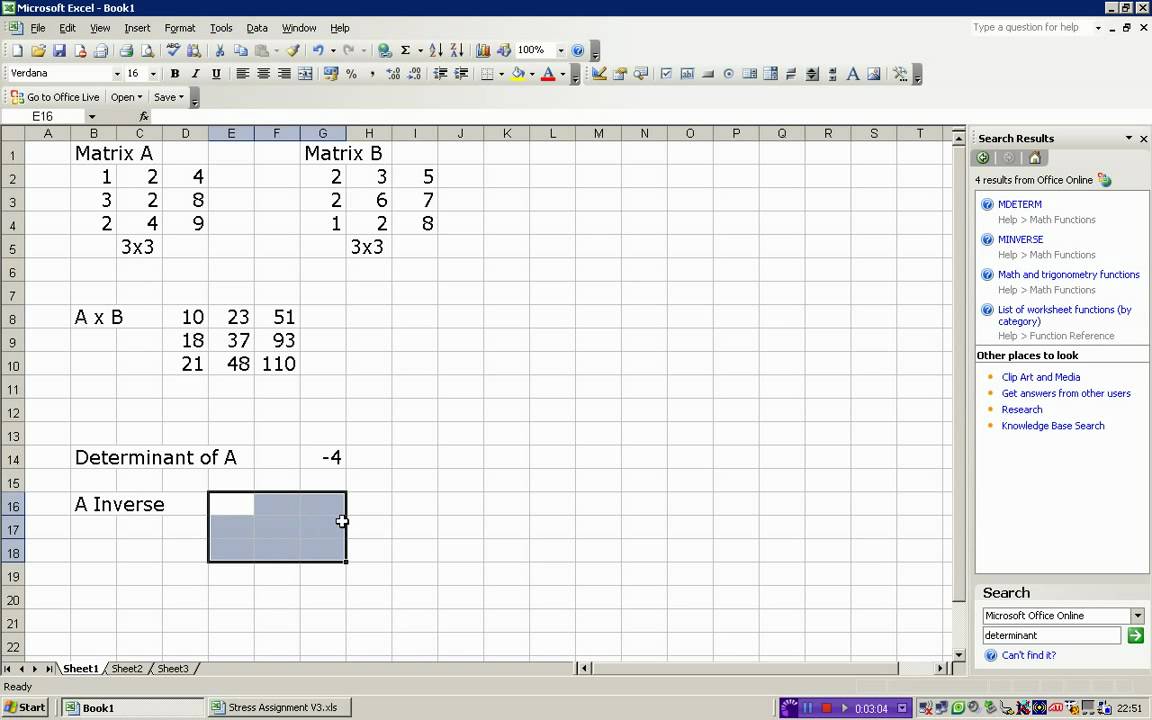 Matrix Multiplication And Inverse In Excel YouTube