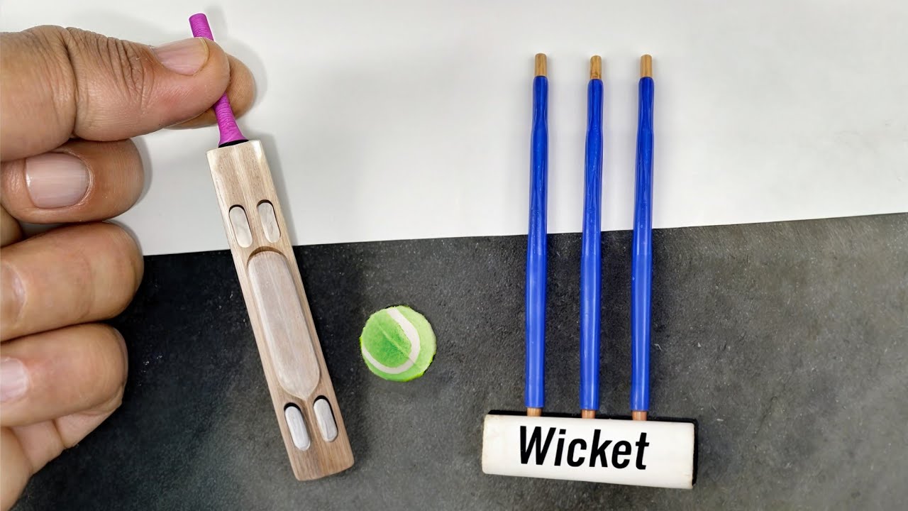 DIY Mini Cricket Kits Making | mini cricket bat, ball, wicket kaise ...