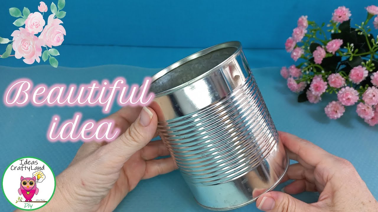 How to decorate a large can 🌸 Beautiful craft idea - YouTube