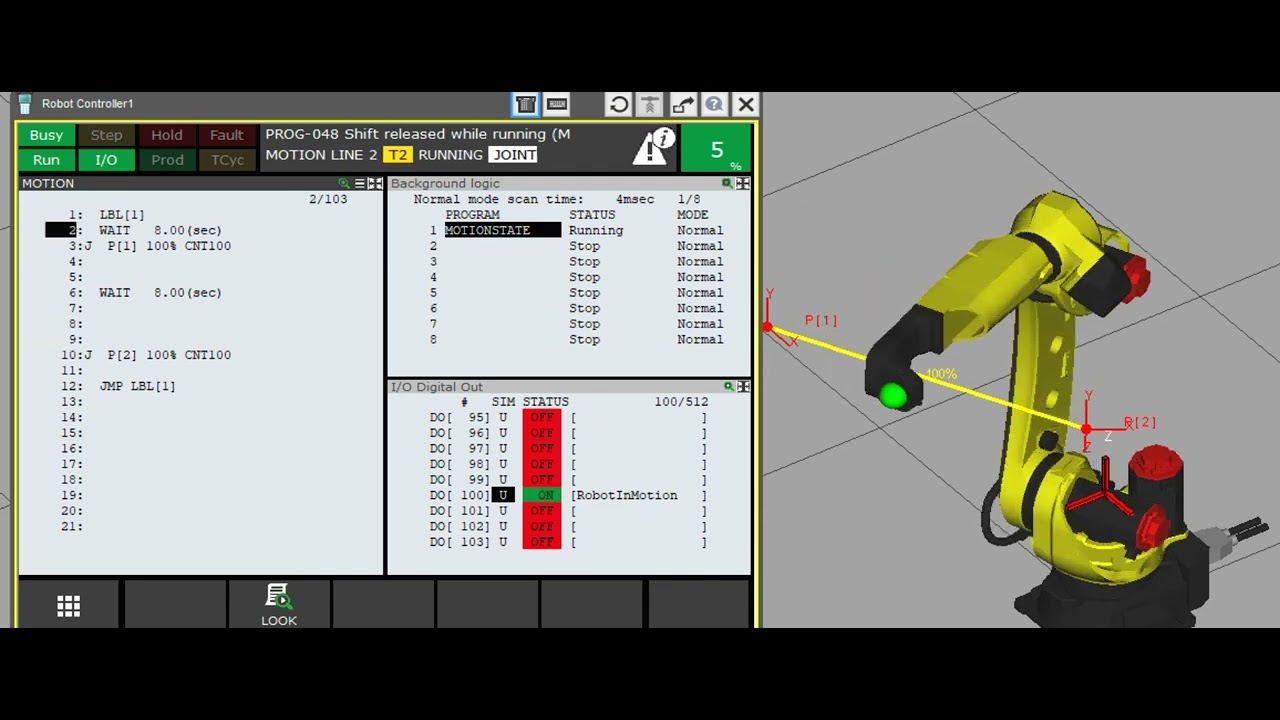 How to check if a fanuc robot is in motion - YouTube