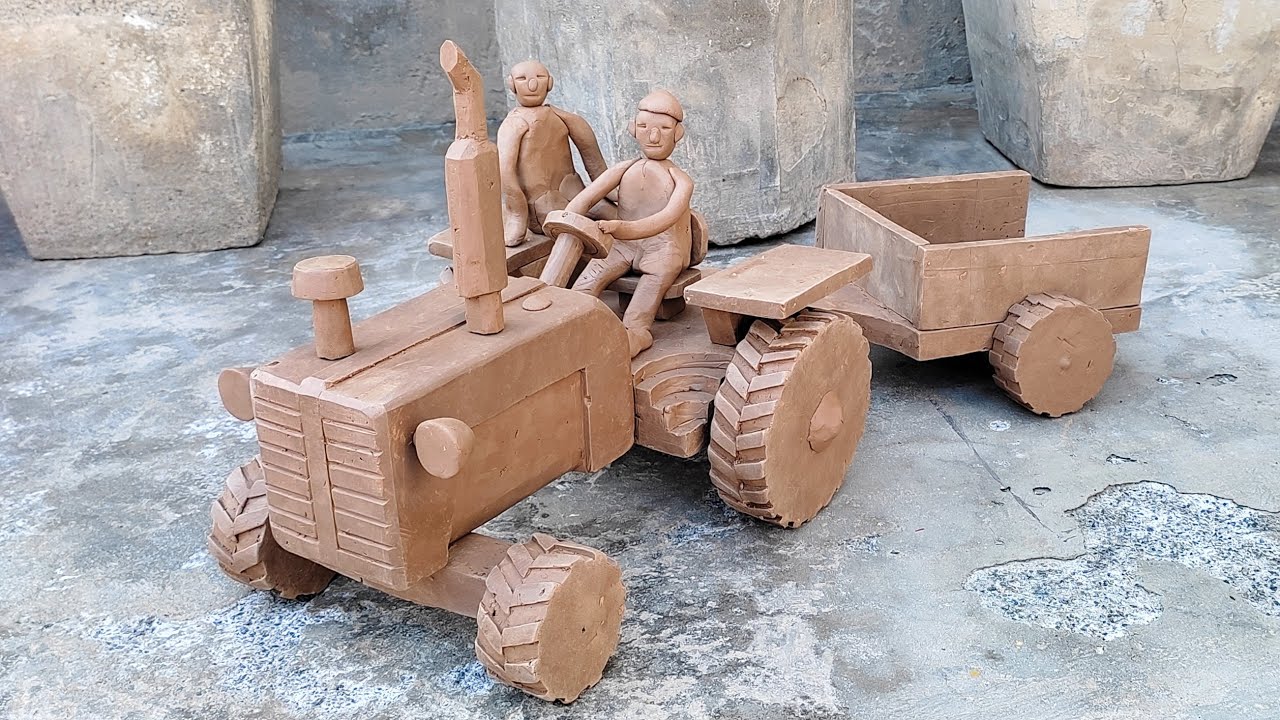 How to make clay tractor trolley | mitti ka tractor trolley kaise bnaye ...
