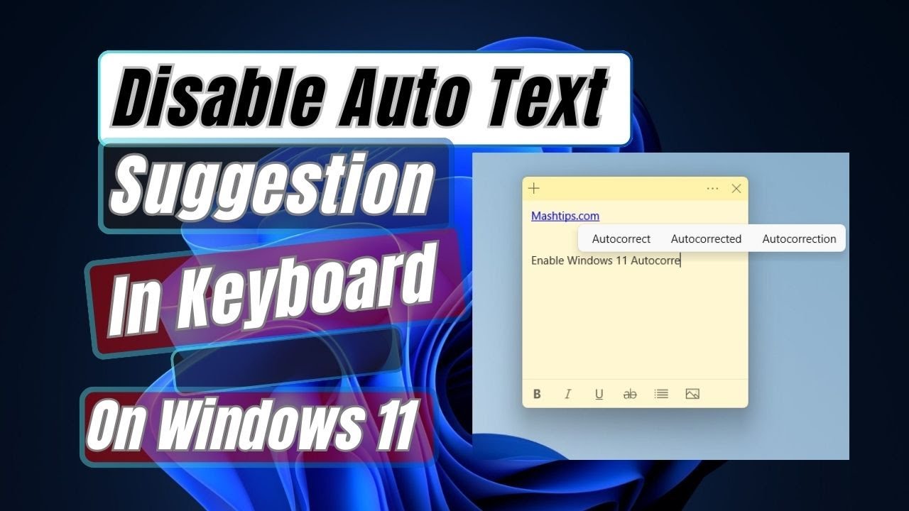 How to Disable Auto Text Suggestion In Keyboard On Windows 11 - YouTube