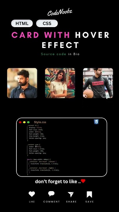 Card With Hover Effect Using Html And Css Csstricks Coderslife Webdesign Codinghacks