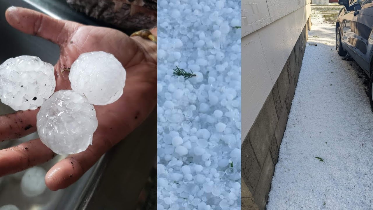 Alberta Hail Storm Ponoka heavy rain mixed with big-size hail - YouTube