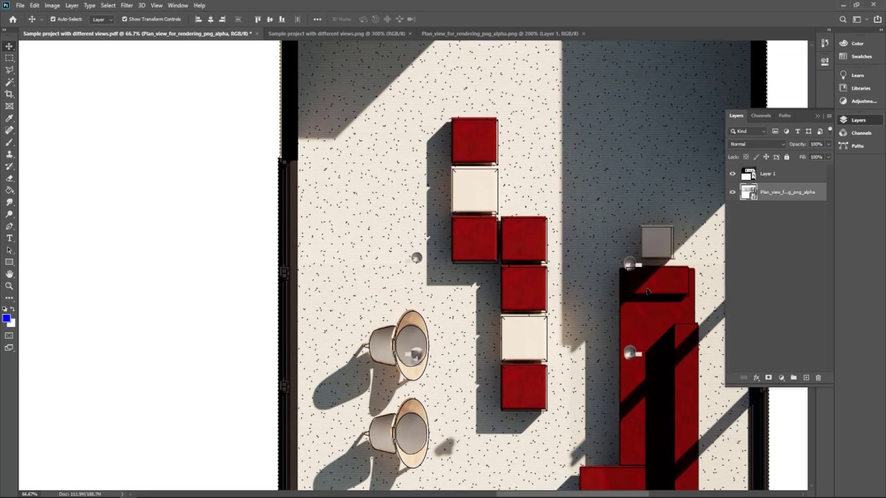 Plan rendering with Photoshop - YouTube